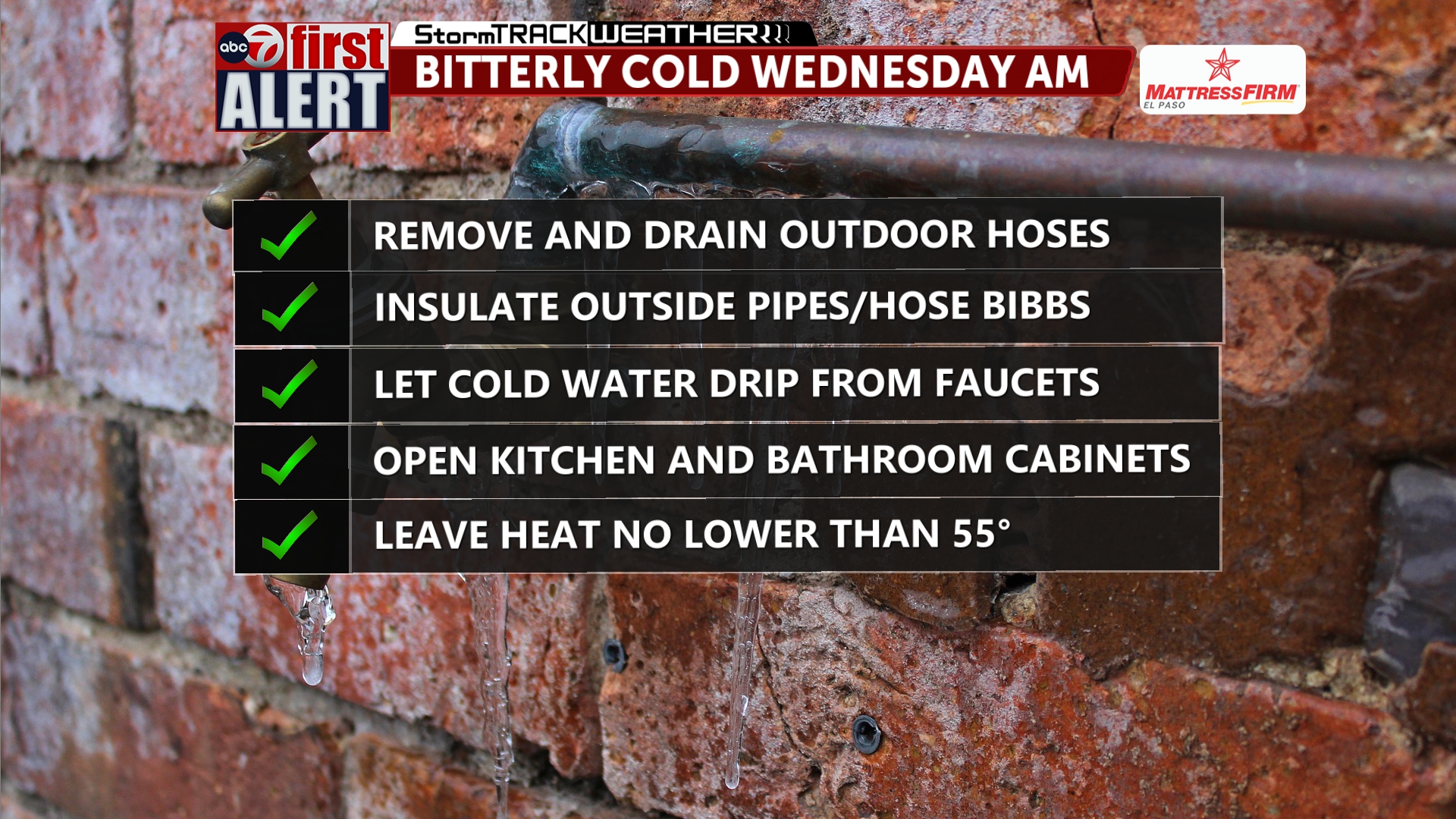 ABC-7 First Alert: Bitterly cold Wednesday morning - coldest air of the ...