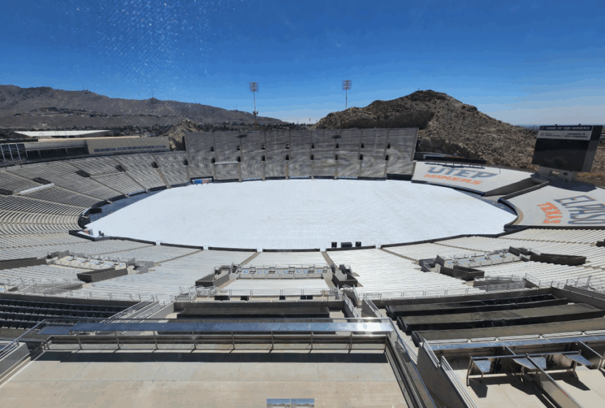 Flooring put in ahead of Coldplay's concerts at the Sun Bowl next week ...