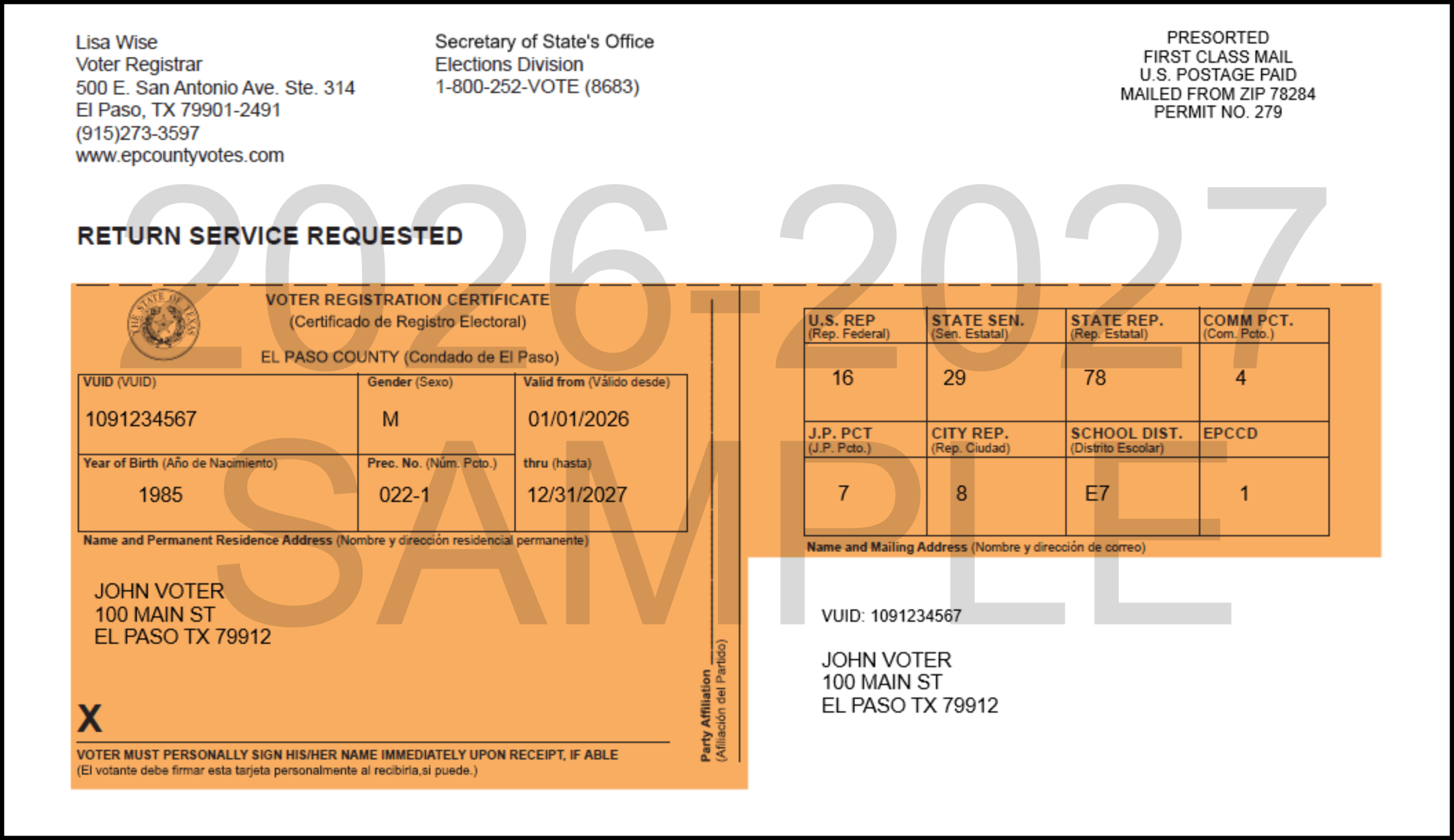 El Paso County mails new voter registration certificates - KVIA