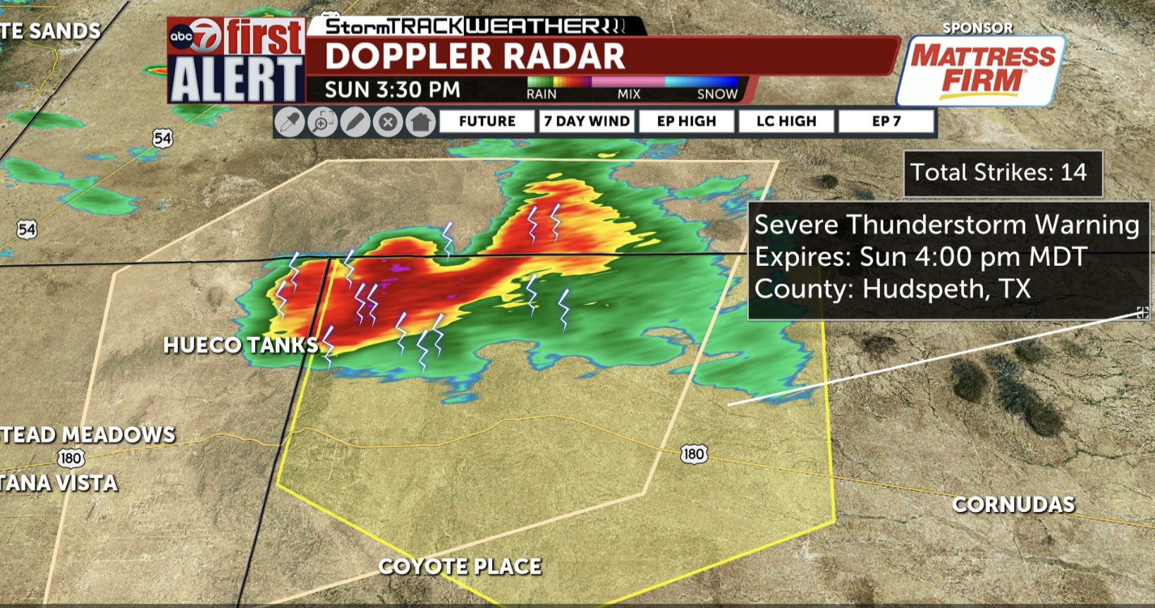 ABC-7 First Alert: Severe Thunderstorm Warning for Hudspeth County ...